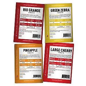 Gardeners Basics, Tomato Seeds for Planting 16 Variety Pack Heirloom Tomato Seeds, Tiny Tim, Cherry Tomato Seeds, Beefsteak Seeds, Roma Tomato Seeds, Determinate and Indeterminate and More, Non GMO