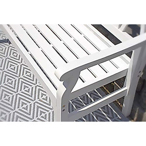 Pebble Lane Living All Weather Outdoor Exclusive Elegant Hardwood 2 Seater Park Bench with Arms and Back, 48" L x 24" W x 35.5" H, White