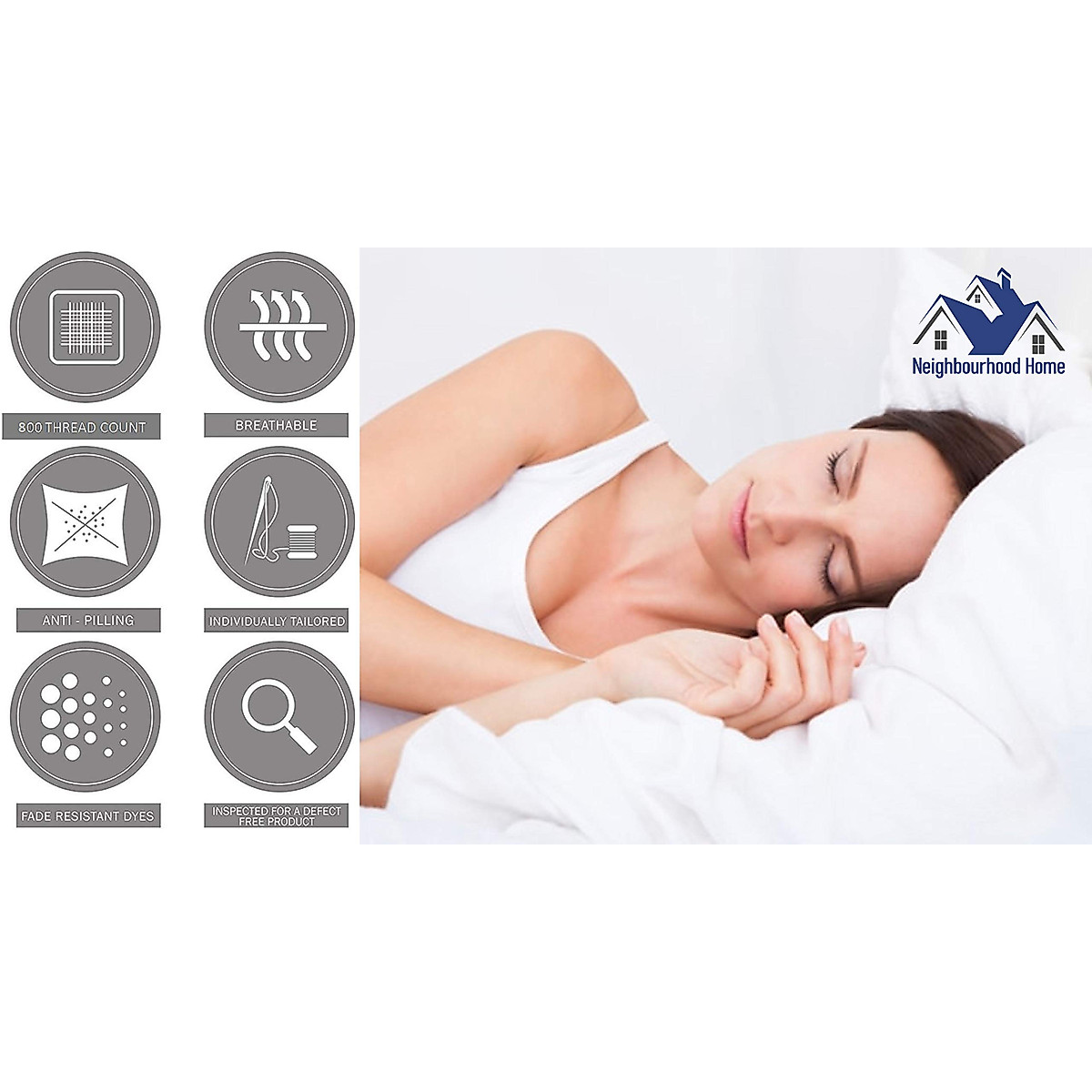 Neighbourhood Home 100% RealEgyptian Cotton 4-PC Sheets Set 800 Thread Count - King Size Bed- Breathable Soft Silky Sateen Weive - Cooling Sheets - 10" Inch Deep Pocket King Sheets - King, Dark Grey