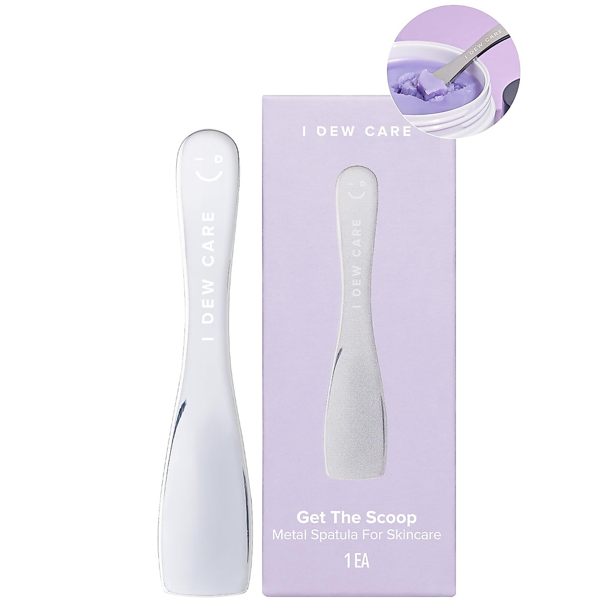 I Dew Care Multi-functional Applicator - Get The Scoop | Gift, Stainless Steel Spatula, Beauty Tool for Cream, Lip Balm, Wash-Off Masks, Mixing, Depuffing