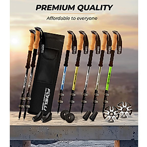 Foxelli Hiking Poles – Lightweight & Collapsible with Comfortable Cork Grips, Easily Adjustable for All Heights, Includes Carry Bag and Accessories