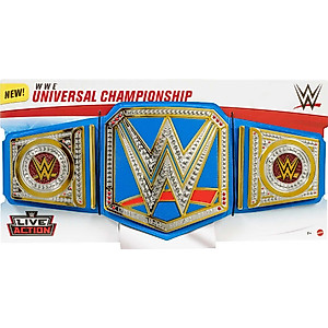 Mattel WWE Championship Title, Live Action Universal Championship Role-Play & Costume Accessory, Kid-Sized Wearable Belt with Adjustment