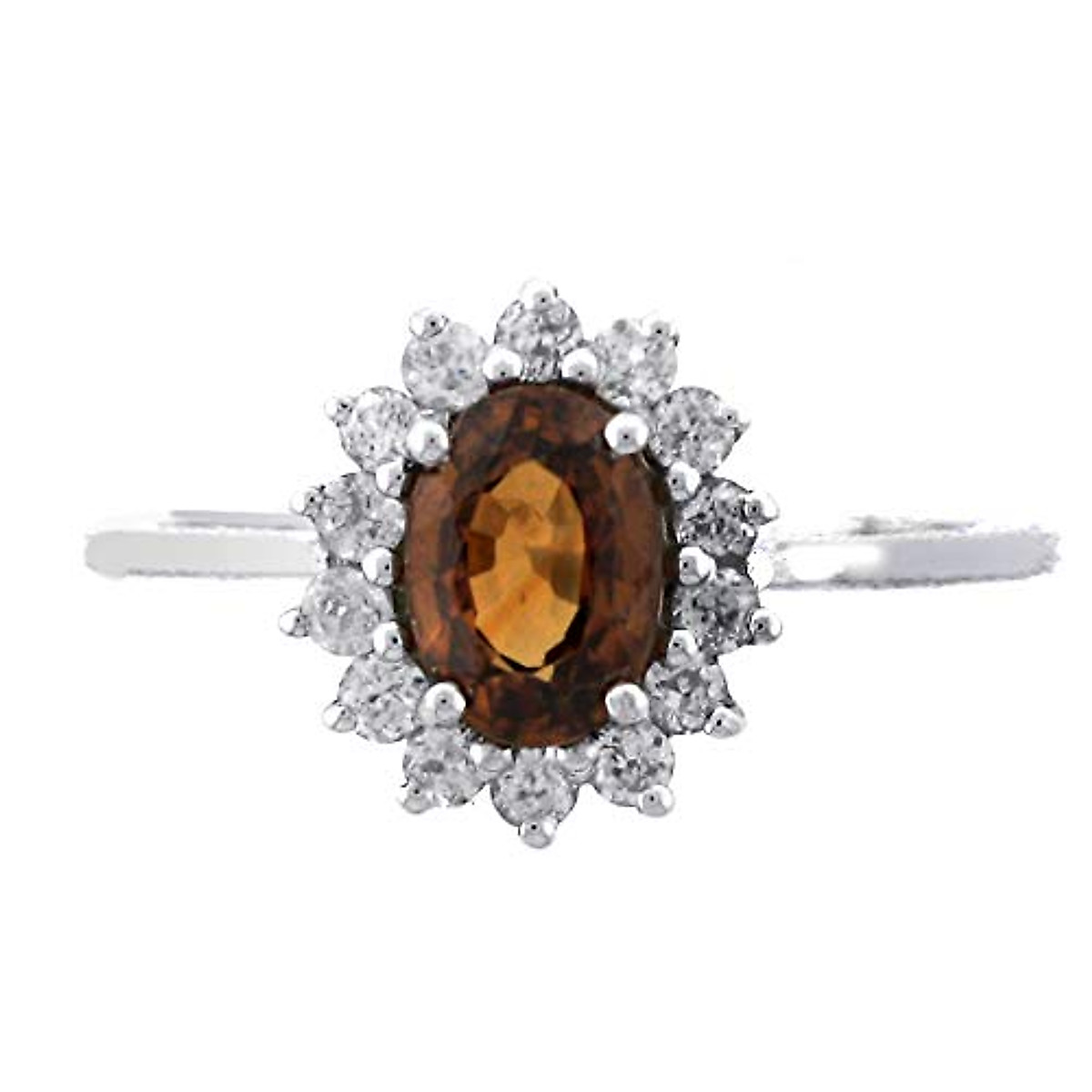Carillon Princess Diana Brown Color Gemstone Solitaire Accents 925 Sterling Silver Women's Engagement Ring (Sterling Silver, 10.5)