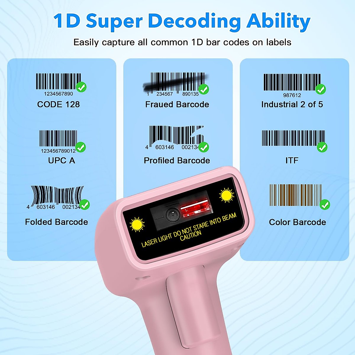 Symcode USB 1D Barcode Scanner, Handheld Wired CCD Laser Barcode Reader Scanner Supports Screen Scan UPC Bar Code Scanner for Warehouse, Library, Supermarket,POS