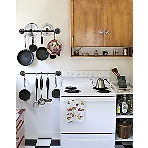 Bailoo Industrial Pipe Pot Pan Rack 21" (2 Pack), Wall mount Pot hangers Pan Hanging Rail Lid Hanger for kitchen with 10 S Hooks