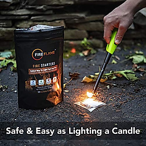 FireFlame Quick Instant Fire Starter - 100% Waterproof All-Purpose Indoor & Outdoor FireStarter, for Charcoal Starter, Campfire, Fireplace, Firepit, Smoker - Odorless and Non-Toxic - 20 Pouches in Bag