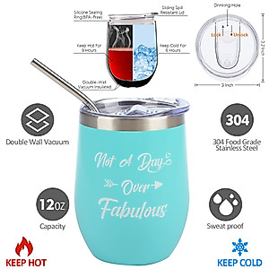 ANIHC Birthday Gifts for Her, Wine Gifts for Women, 10 Luxurious Gifts, Insulated Wine Tumbler and Candles Gift Set for Women Mom Sister Friends Female, Christmas Funny Wine Tumblers for Women (Blue)