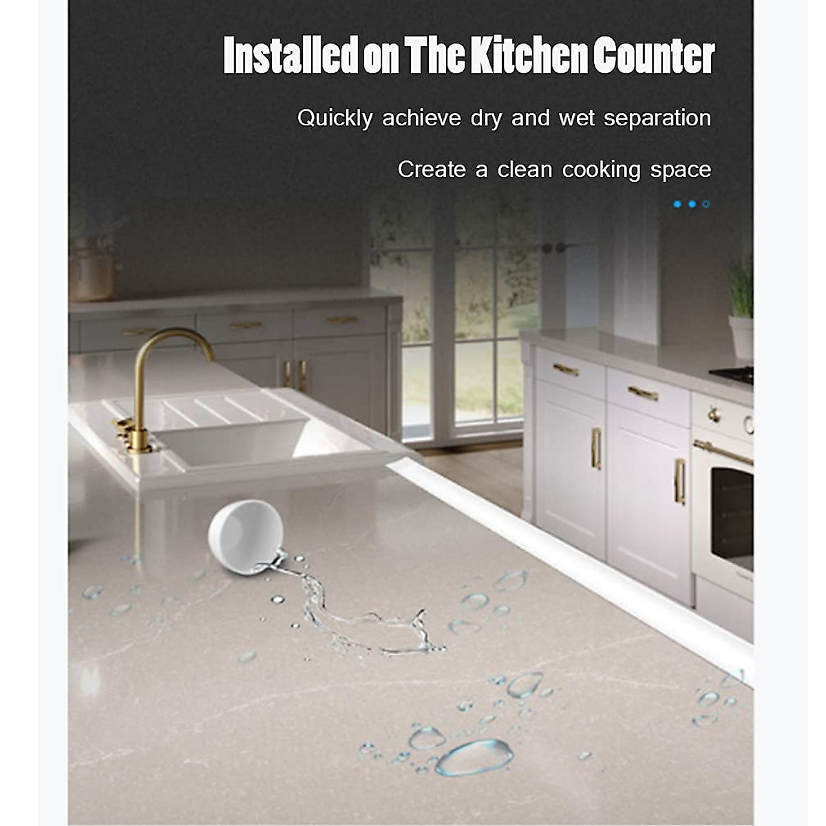 KiaRog 78 Inch Silicone Shower Threshold Water Strip Dam, Waterproof Barrier Splash Guard, Seal for Kitchen Sink, Bathroom, Shower,Public or Business Places (White), 78’’ L x 0.79 W 0.5’’ H