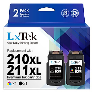 LxTek Remanufactured Ink Cartridge Replacement for Canon 210XL PG-210XL 211XL CL211XL to Compatible with PIXMA MP240 MP480 IP2702 MP230 IP2700 MP495 MX410 MX420 MX330 MX340 Printer (Black,Tri-Color)