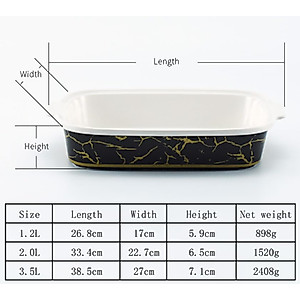 HONHPD 3PCS Rectangular Porcelain Casserole Warming Trays for Food, Ceramics Chafers, and Buffet Warmers Sets, Ceramics Chafing Dish Buffet Set, Green Marble Finish (11inch.13inch.15inch）