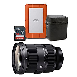 Sigma 24-70mm f/2.8 DG DN Art Zoom Full Frame Compatible with Sony E-Mount Lens with LaCie Rugged Mini 1TB Hard Drive and 64GB SD Card Bundle (3 Items)