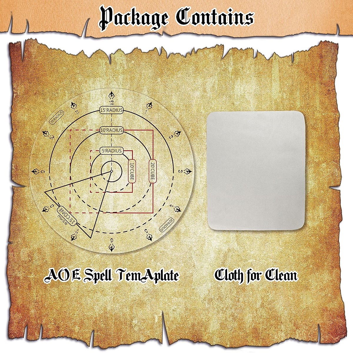 Byhoo Spell AOE Damage Marker DND Area Effect Template - 1" Grid or Hex Tabletop Game Mat RPG Gaming Accessories for Dungeons and Dragons 5E Pathfinder and Other TTRPGs