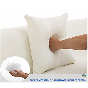 Tosaronia 125'' Comfy 4 Seat Curved Sofa, Modern Modular L Shape Sectional Couches with Boucle Fabric, Cloud Couch with Chaise Lounge for Living Room Apartment(White)