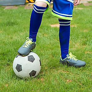 Hawkwell Athletic Firm Ground Outdoor Comfortable Soccer Shoes(Toddler/Little Kid/Big Kid), Grey Green PU, 1 M US