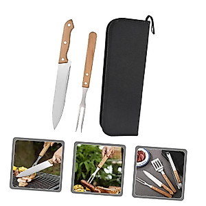 Happyyami 1 Set Barbecue and Fork Tools Poultry Serving Fork Chef Carving Fork Barbecue Cutter Grilling Accessories Kit Barbecue Kitchen Fork Stainless Steel Travel Chicken Household