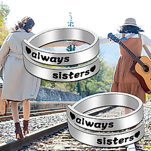 BAUNA 2PCS Best Friends Rings Pinky Promise Adjustable Spiral Wrap Twist Ring Always Sisters for Family Twins Sisters (Twin Sisters Rings)