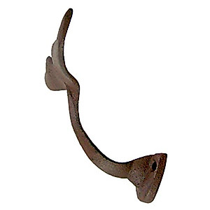 MUDHEN UpperDeck Primitive Whale Tail Cast Iron Wall Hooks, Pack of 4