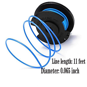 AC14RL3A String Trimmer for Ryobi 18V 24V 40V Replacement Spool Line 0.065”,Weed Eater String Autofeed 522994001 Cap, Cordless Trimmer Line 11ft, 10 Spools + 2 Caps