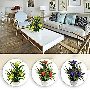 TUANJIE Outdoor Flower Fake False Plants Flowers Artificial Garden Decor with Pot 5 Head Home Decor for Home Decor Wedding Decorative Flowers DIY,Yellow