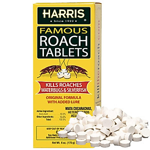 Harris Roach Tablets, Boric Acid Roach Killer with Lure, Alternative to Bait Traps (6oz, 145 Tablets)