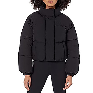 Amazon Essentials Women's Crop Puffer Jacket (Available in Plus Size), Black, Medium