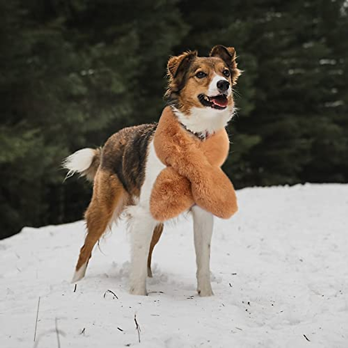 YAODHAOD Dog Scarf Winter Warm Plush Pet Dog Bandana Soft Dog Scarves Accessories Christmas Holiday Festive Clothes Outfits (Brown, Tail Triangle)