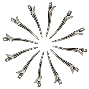 24 Packs Duck Bill Clips, Bantoye 3.5 Inches Rustproof Metal Alligator Curl Clips with Holes for Hair Styling, Hair Coloring, Silver