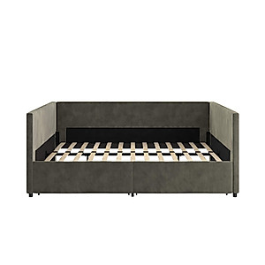 DHP Daybed with Storage Drawers, Full, Gray Velvet Bed, Grey