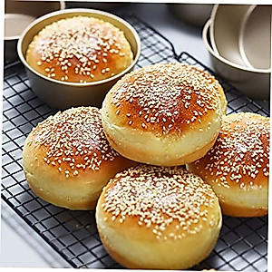 BAFAFA 2pcs Burger Mold Molde Para Pastel Pizza Oven for Home Toaster Oven Pans Round Cake Tin Steel Baking Pan Loaf Tin Ovenware Mold DIY Mold Meatloaf Breads Molds Golden Household Tray Pan