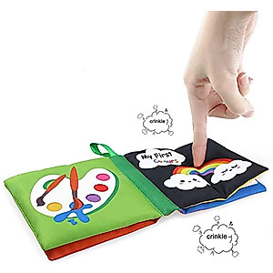 4 Crinkle Book Baby Toy High Contrast Black and White Newborn Book Soft Cloth Book Touch and Feel Sensory Fabric Book Soft Tip Book Early Education Learning Books Toy for 3 6 12 Months