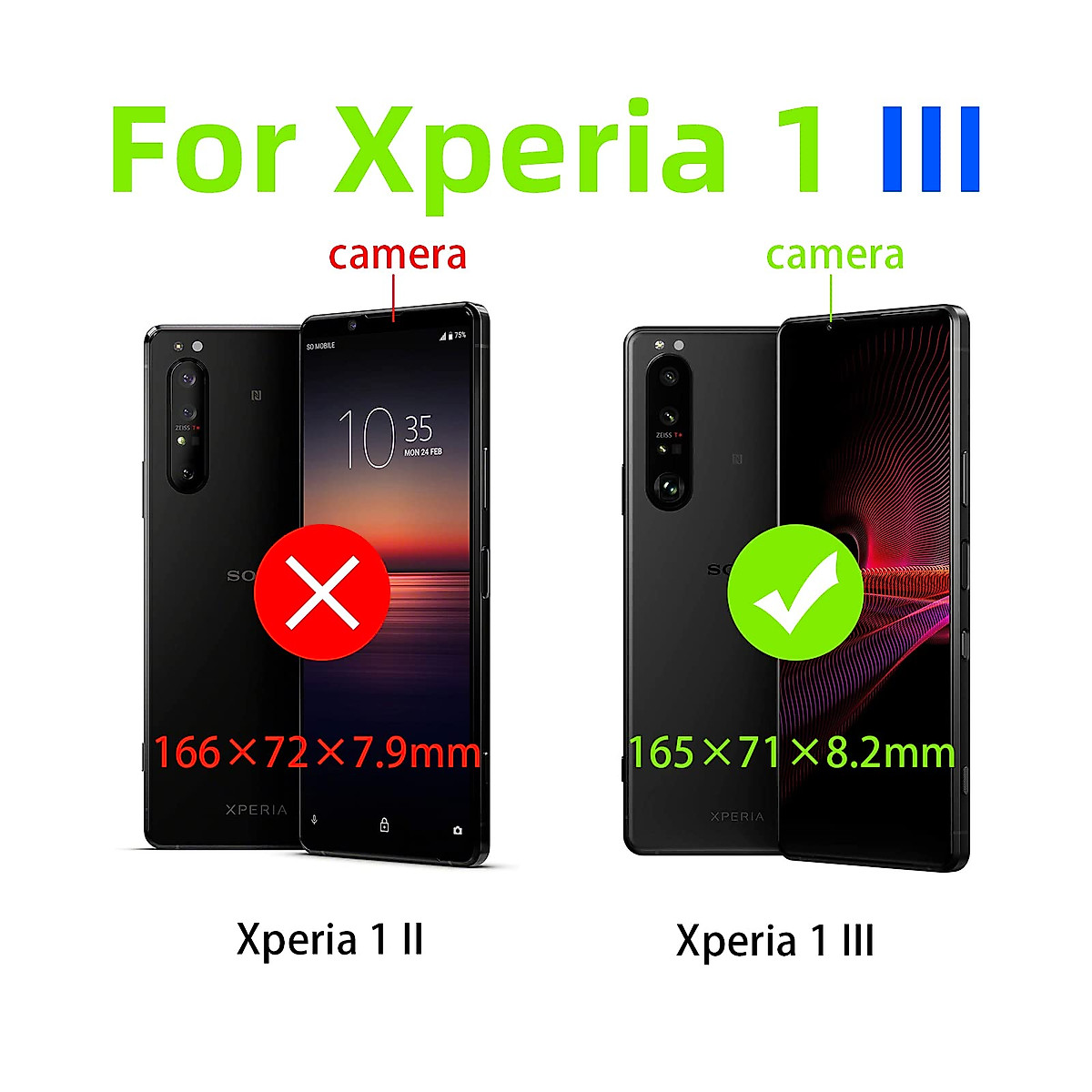 nancheng for Sony Xperia 1 III Phone Case (2021) with Ring Kickstand Lanyard Shockproof Protection Cover - Rose Gold