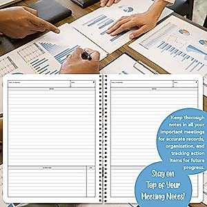 BookFactory Meeting Notebook/Meeting Book for Work- Black 120 Pages (Ruled Format), 8.5in x 11in, Wire-O Bound (MTG-120-7CW-A-(Meetings-K)-MX)