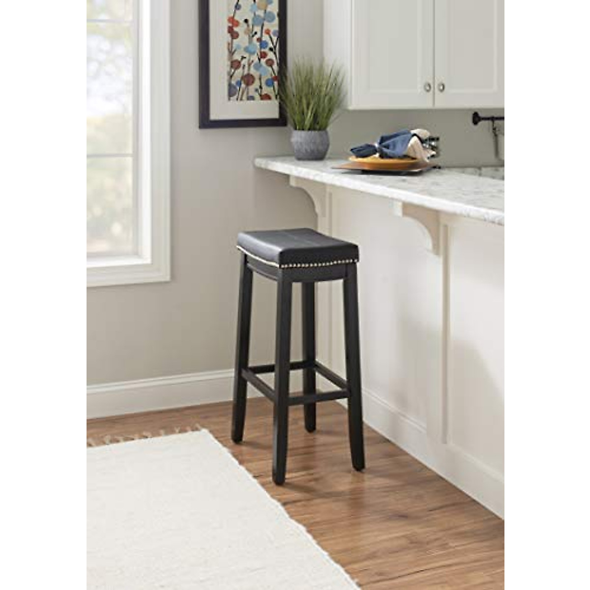Linon Claridge Bar, Black Stool, 32" X 18.75" X 13"
