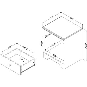 South Shore Zach 1-Drawer Nightstand-Gray Oak