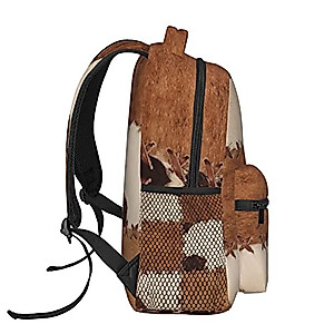bzaxxqi Cowhide Backpack Girls Women Teens Bookbag School Bags Casual Backpack Travel Cow Print Backpacks