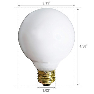 (4 Pack) G25 Incandescent Incandescent Light Bulb 2700K Soft Light, Decorative Globe Light Bulbs,E26 Medium Base, Perfect for Pendant Bathroom/Vanity Mirror Makeup, Dimmable. (White-Finish, 25-Watt)