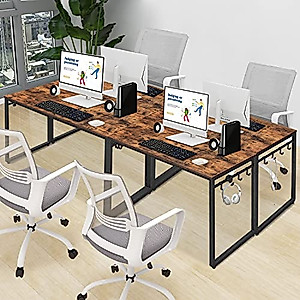 Zanzio 55.1 Inch Home Office Desk, Computer Writing Table, Computer Workstation, Rustic Brown