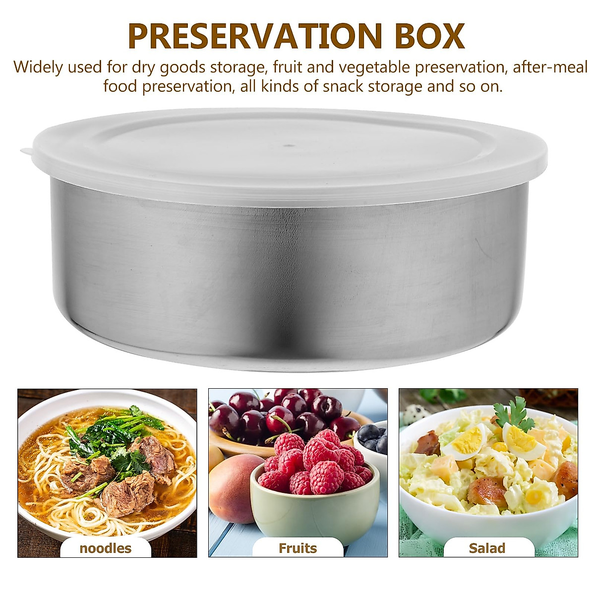UPKOCH Snack Set Containers Pasta Containers 5pcs Box Food Prep Containers Travel Stainless Steel Bowls Home Accessories Round Crisper Sealing Bowls 5 Piece Set Lunch Box