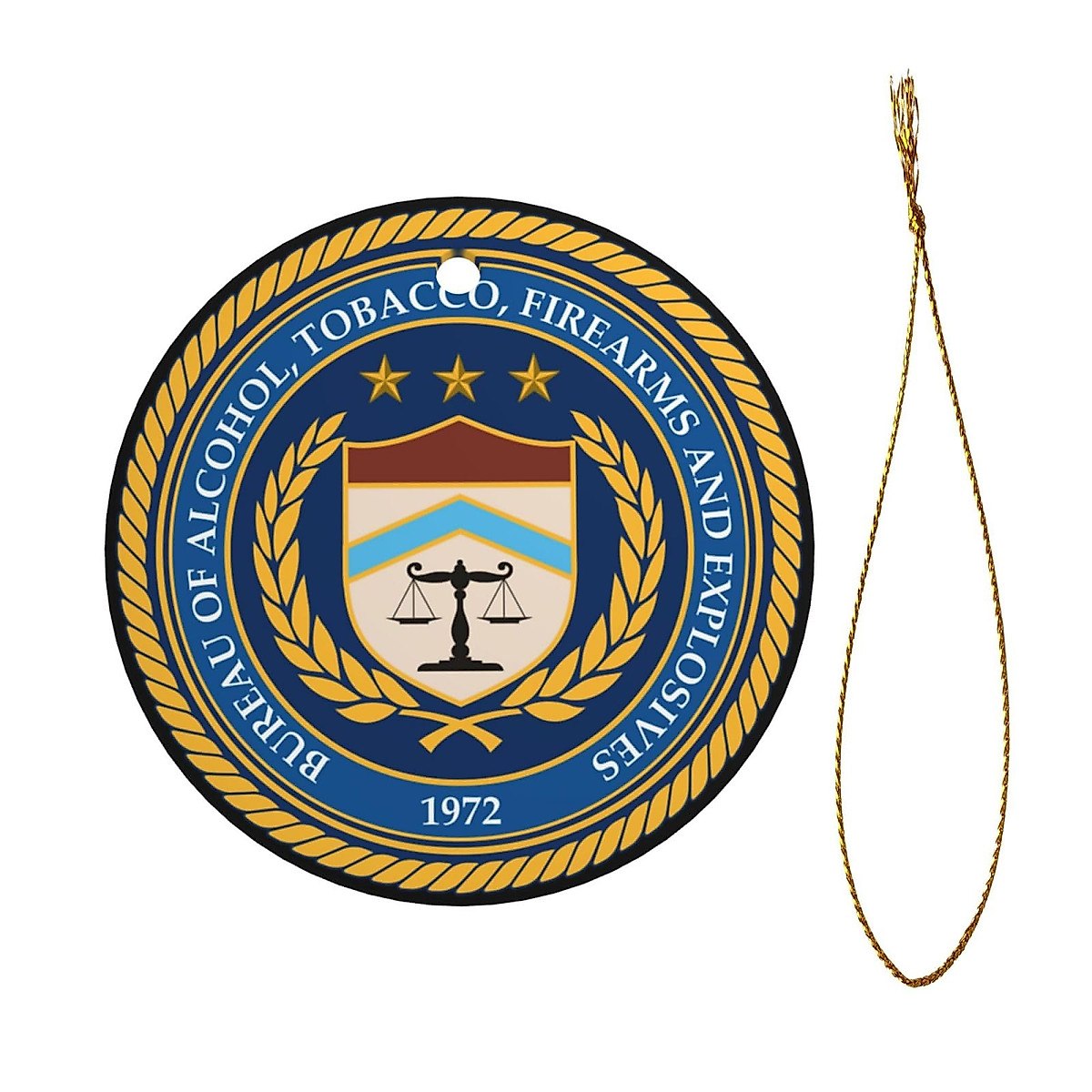 US Bureau of Alcohol Tobacco and Firearms ATF Charming Ceramic Christmas Tree Hanging Ornaments 2.9in Elevate Home Decor Indoors Outdoors