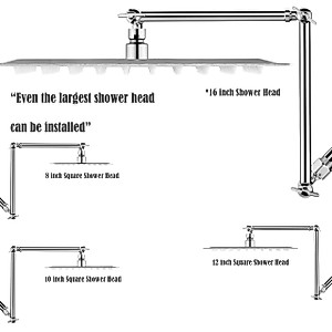 16 inch Dual Extension Extra Long Adjustable Shower Head Extension Arm With Locking Set Screw, Singing Rain Brass Angle Height Adjustable, G1/2 Universal Connector Compatible (Chrome Finish)