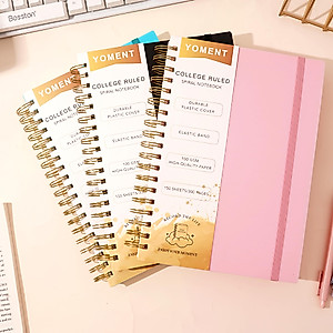 Yoment Spiral Notebook Journal 300 Pages Large Spiral Notebook B5 (7.3"x10") College Ruled Journals for Women Men Thick Spiral Bound Journal for Writing Work School, Pink