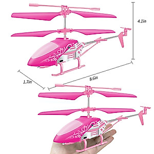 Remote Control Helicopter for Kids| Toys for Ages 5-7 8-10| Rc Helicopter Toys w/t LED Lights, 3.5 Channel, Gyro Stabilizer, Altitude Hold, 2.4GHz Helicopter Toys for Beginner Boys Girls Indoor- Pink