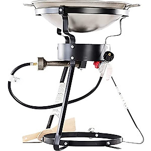 King Kooker 24WC 12" Portable Propane Outdoor Cooker with Wok, 18.5" L x 8" H x 18.5" W, Black