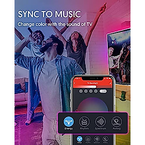 TV LED Backlights, 9.8FT Smart LED Lights for Behind TV with Music Sync 16 Million Colors Changing RGB Strip Lights Compatible with Alexa Google Home for 40-60 inch TVs, WiFi APP Control