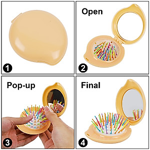 Happy Trees 6 Pcs Travel Hair Brush, Pocket Comb with Mini Mirror, Portable Compact Folding Hair Brushes, Comb and Brush Set for Women