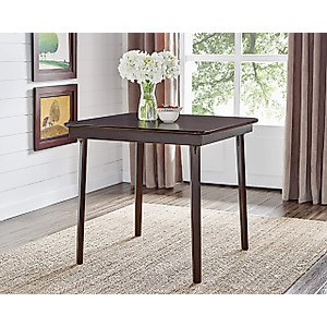 MECO Stakmore Straight Edge Solid Wood Folding Card Table, Folds to Deep 3.38 Inches for Easy Storage, 29.5″H x 32″W x 32″D, Espresso Finish