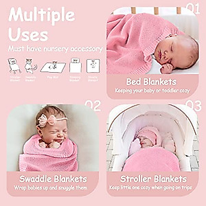 Yoofoss Baby Blankets - 100% Cotton Knit Receiving Blanket 30" x 40", Breathable Cozy Unisex Nursery Stroller Swaddle Blanket for Newborns, Infants, Toddler, Boys and Girls (0-2Yrs, Pink)