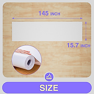 Cabinet Shelf Liner Peel and Stick: Self Adhesive Cabinets Paper - Non-Slip White Drawers Liners - Easy to Cut, Removable, PABUSIOR Cupboard Liner for Pantry, Countertops, Shelves, 15.7 in x 12 FT
