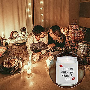 Lavender Scented Soy Candles (9 oz), Funny Boyfriend Gifts, Husband Gifts, Adult Humor Anniversary/Birthday Gifts for Him - Light Me When You Want A BJ