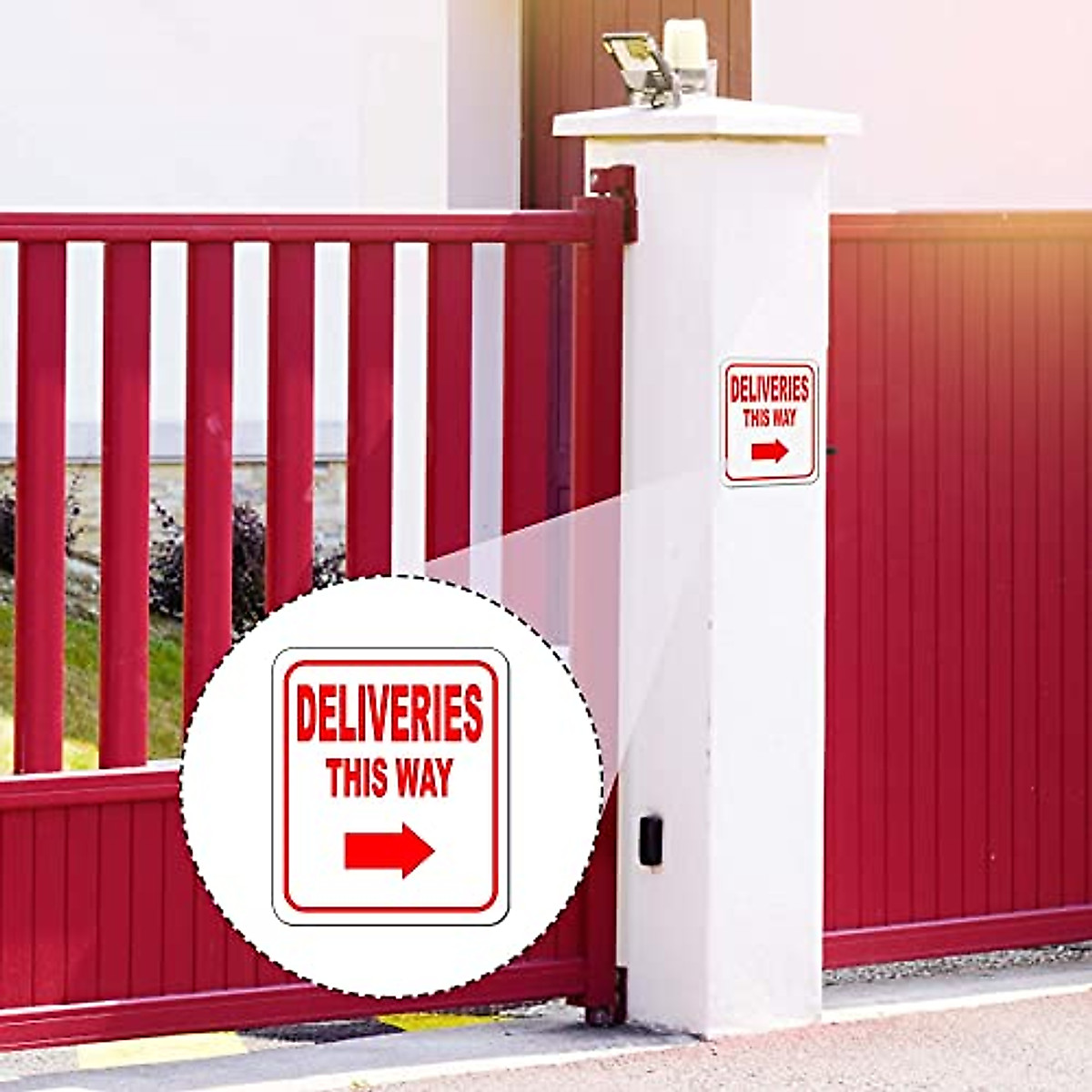 Deliveries This Way w/Right Arrow Outdoor Sign - Delivery Driver Delivery Instructions for My Packages from Amazon, FedEx, USPS, UPS - Indoor Outdoor Signs for Home, Work - 8.5" x1 0"